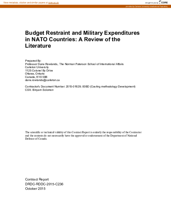 (PDF) Budget Restraint and Military Expenditures in NATO Countries : A ...