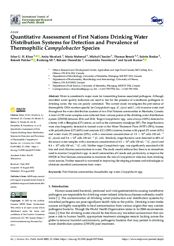 (PDF) Quantitative Assessment of First Nations Drinking Water ...