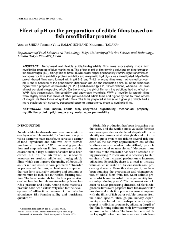 (PDF) Effect of pH on the preparation of edible films based on fish ...