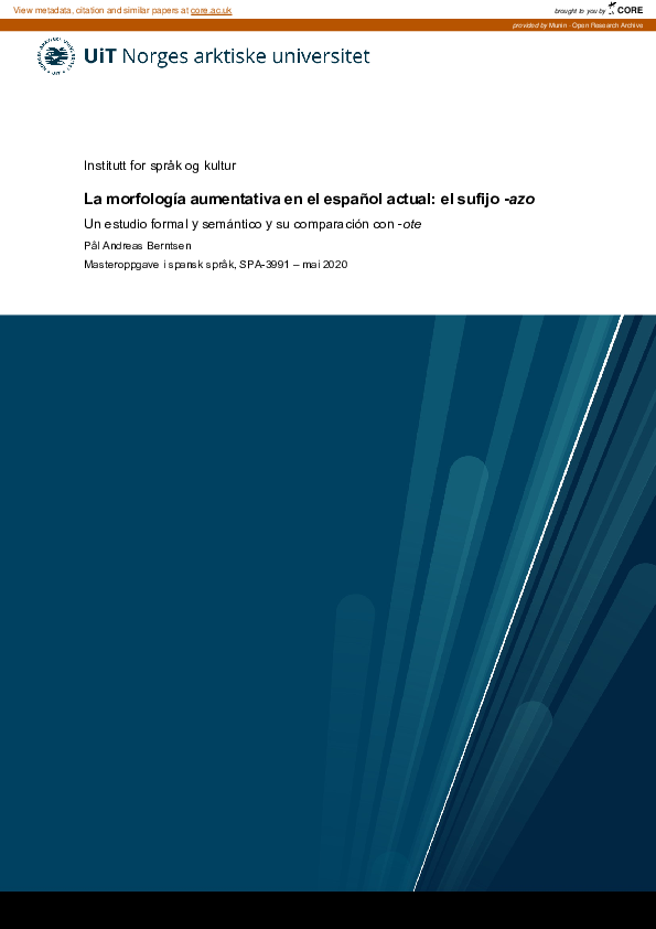 (PDF) La morfología aumentativa en el español actual: el sufijo -azo ...