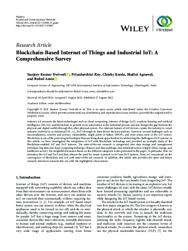 (PDF) Blockchain-Based Internet of Things and Industrial IoT: A Comprehensive Survey