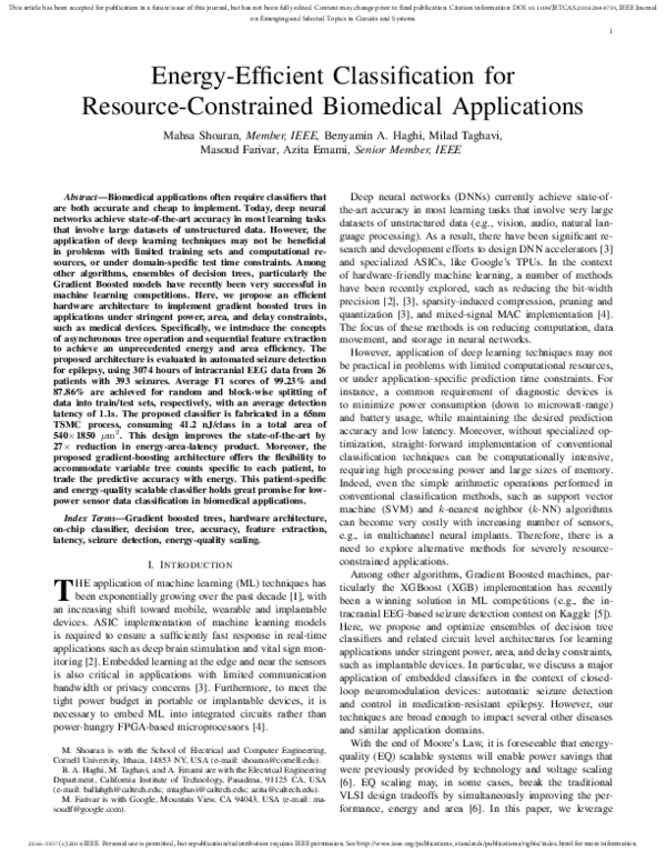 (PDF) Energy-Efficient Classification for Resource-Constrained Biomedical Applications