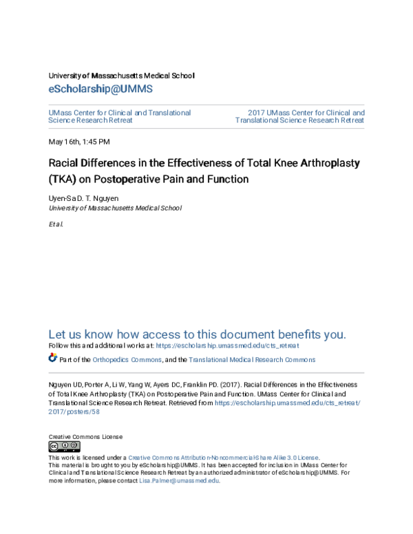 (PDF) Racial Differences in the Effectiveness of Total Knee ...