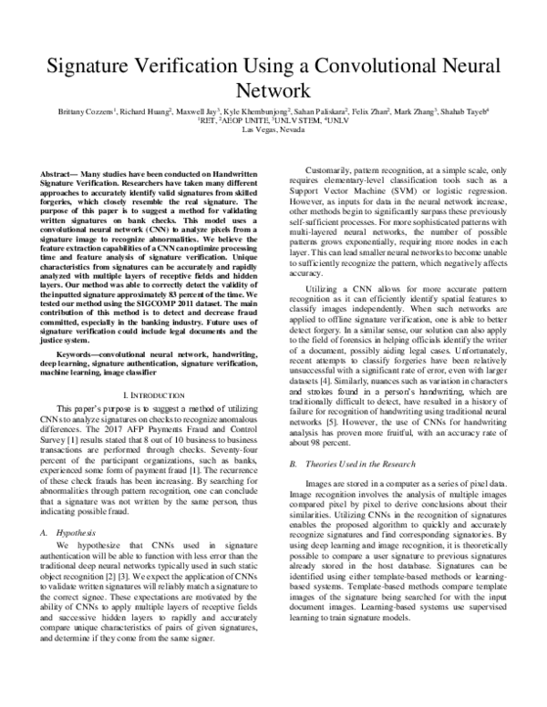 Pdf Signature Verification Using A Convolutional Neural Network