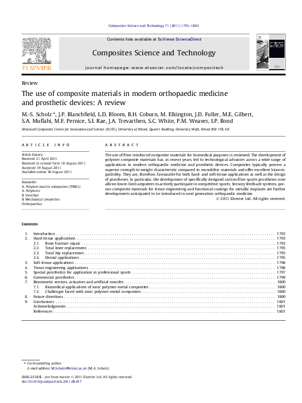 (PDF) The use of composite materials in modern orthopaedic medicine and ...