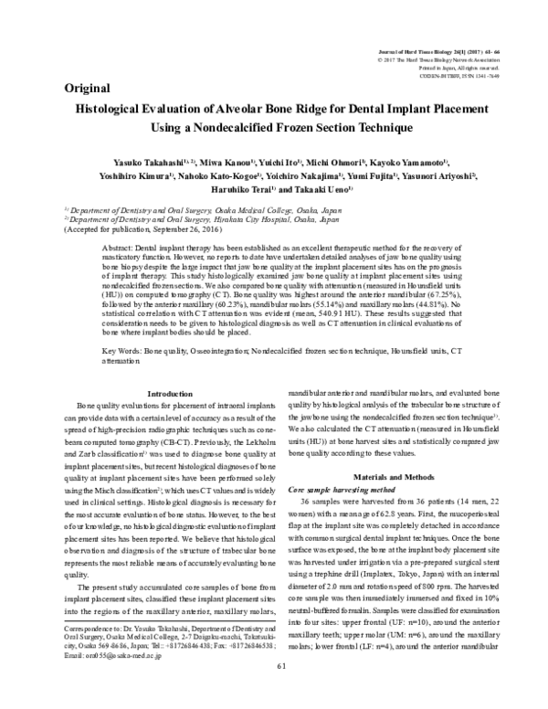 (PDF) Histological Evaluation of Alveolar Bone Ridge for Dental Implant ...