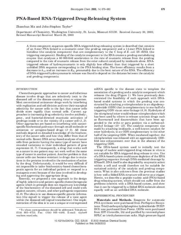 (PDF) PNA-Based RNA-Triggered Drug-Releasing System