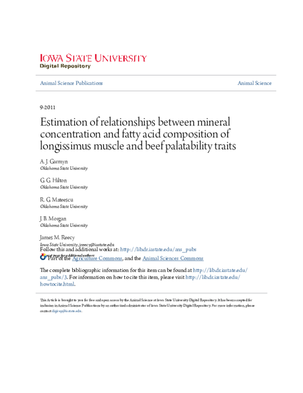 (PDF) Estimation of relationships between mineral concentration and ...