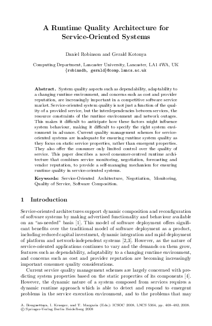 (PDF) A Runtime Quality Architecture for Service-Oriented Systems