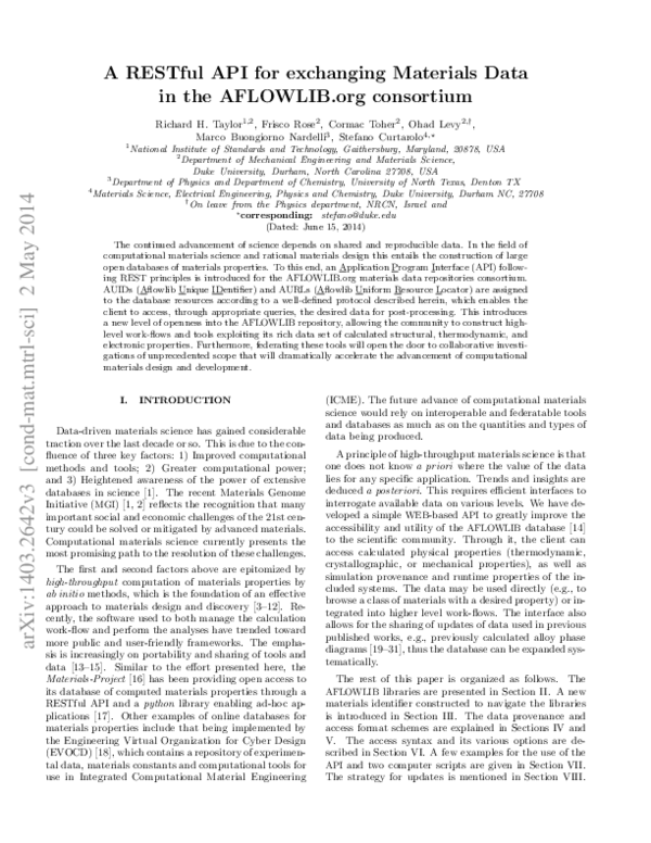 (PDF) A RESTful API for exchanging materials data in the AFLOWLIB.org ...