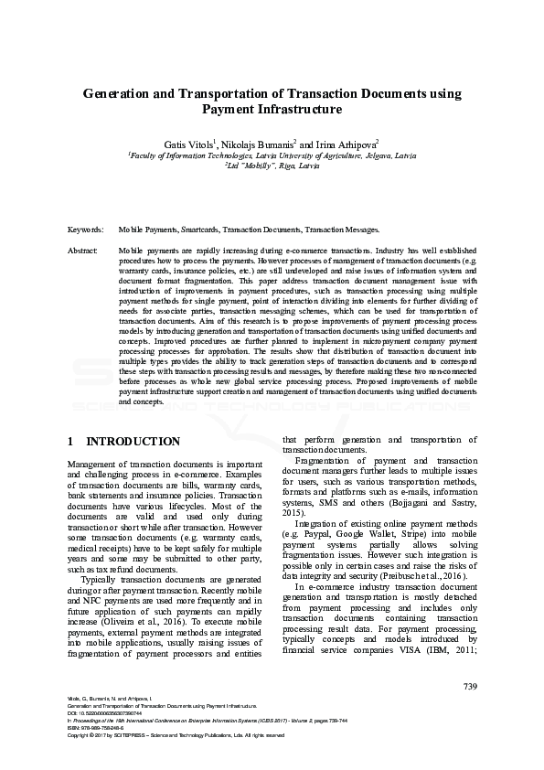 (PDF) Generation and Transportation of Transaction Documents using ...