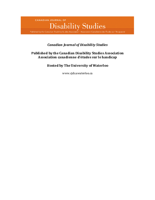 (PDF) Legible, visible, conspicuous: disabled ingenuity and “ability ...