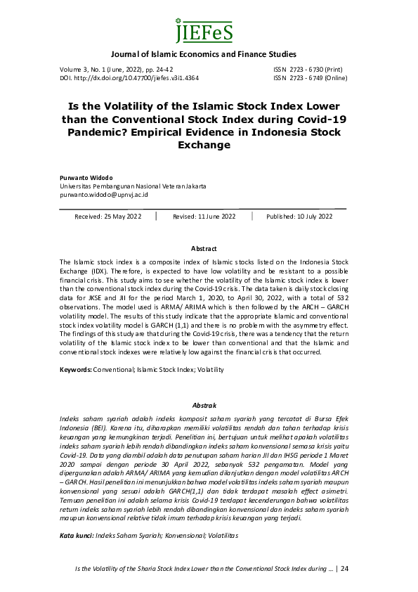 (PDF) Is the Volatility of the Islamic Stock Index Lower than the ...