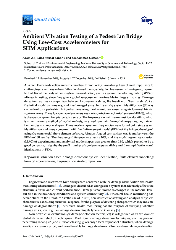 (PDF) Ambient Vibration Testing of a Pedestrian Bridge Using Low-Cost ...