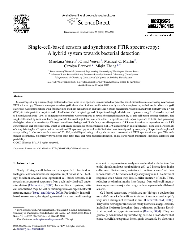(PDF) Single-cell-based sensors and synchrotron FTIR spectroscopy: A ...