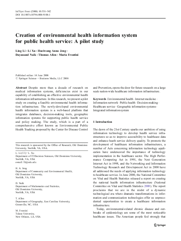 (PDF) Creation of environmental health information system for public ...