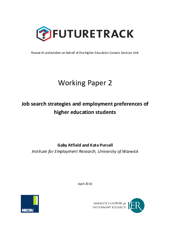(PDF) Job search strategies and employment preferences of higher ...