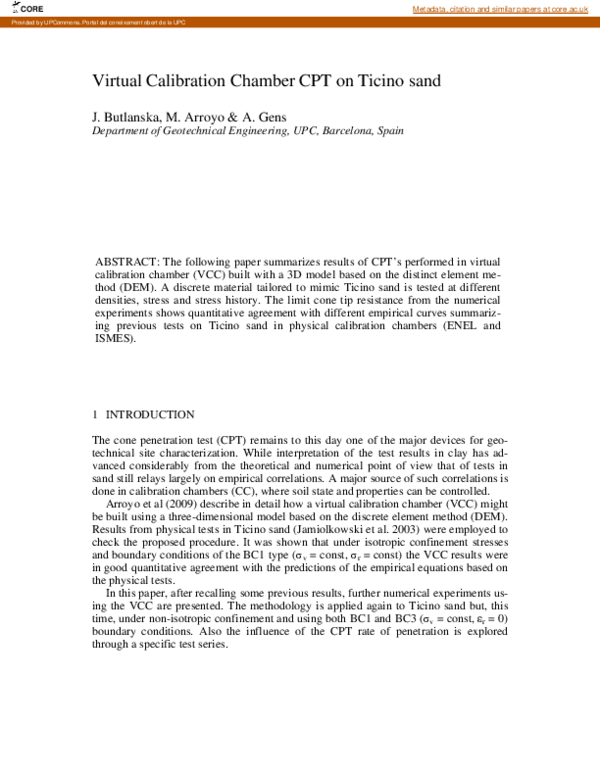 (PDF) Virtual Calibration Chamber CPT on Ticino sand