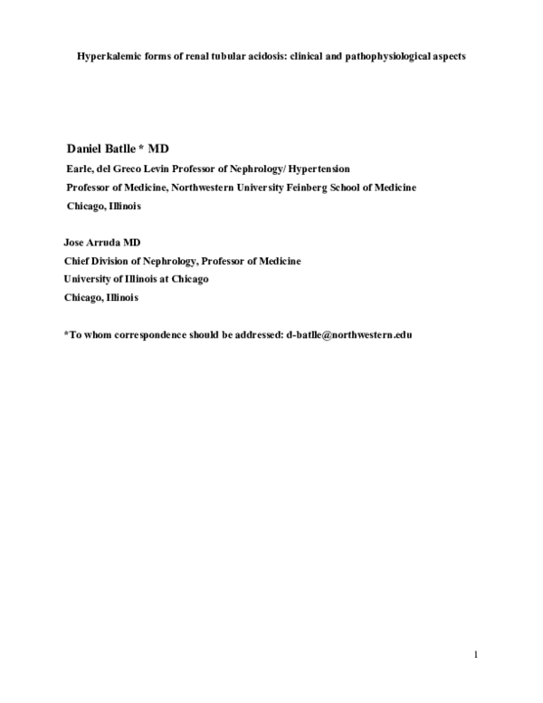 (PDF) Hyperkalemic Forms of Renal Tubular Acidosis: Clinical and ...