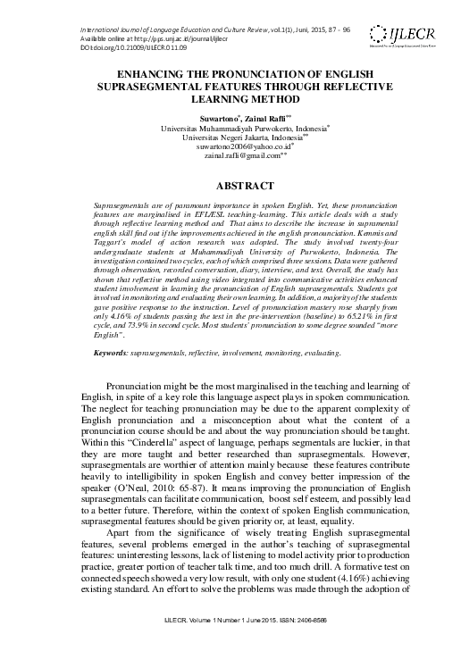 (PDF) Enhancing the Pronunciation of English Suprasegmental Features ...