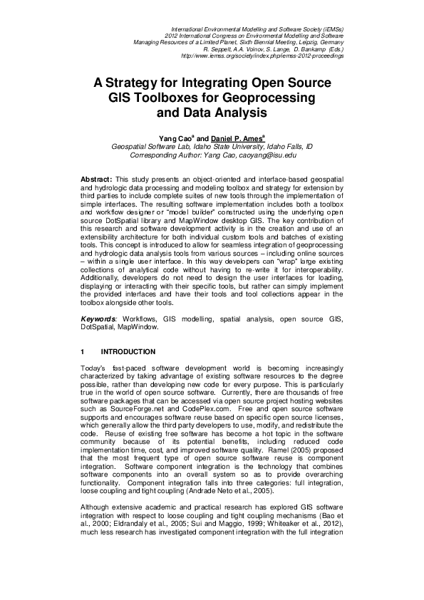 Pdf A Strategy For Integrating Open Source Gis Toolboxes For Geoprocessing And Data Analysis
