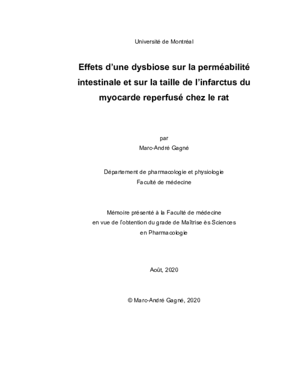 (PDF) Effets d’une dysbiose sur la perméabilité intestinale et sur la ...