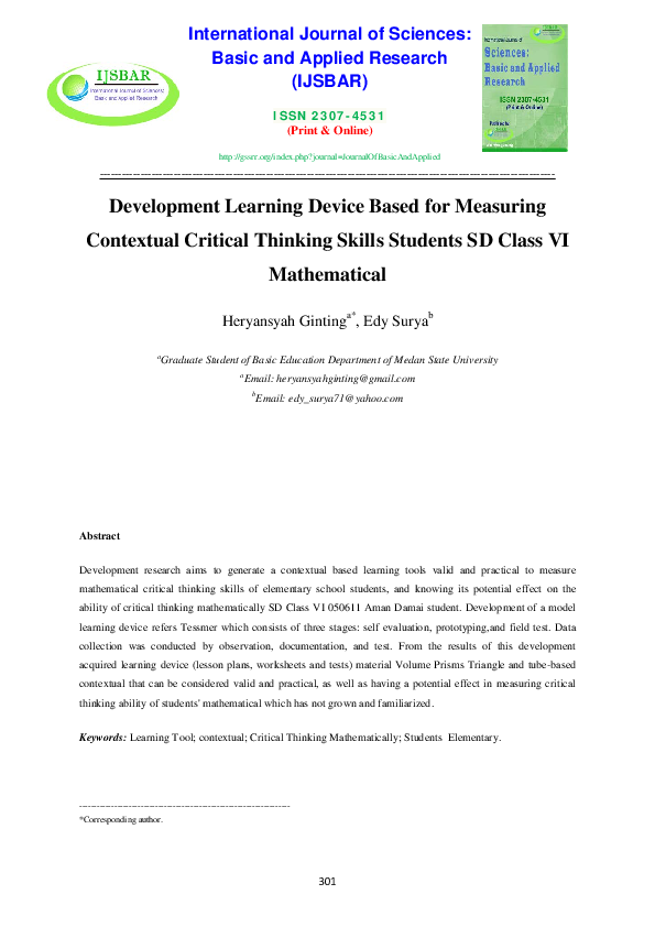 (PDF) Development Learning Device Based for Measuring Contextual Critical Thinking Skills ...