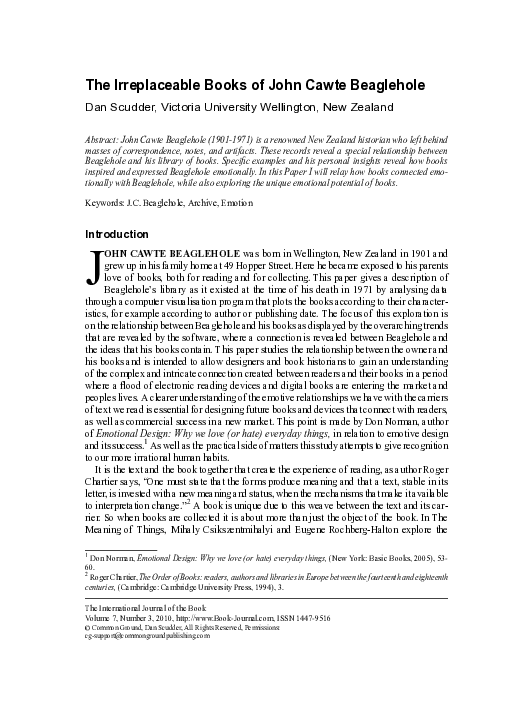 (PDF) The Irreplaceable Books of John Cawte Beaglehole