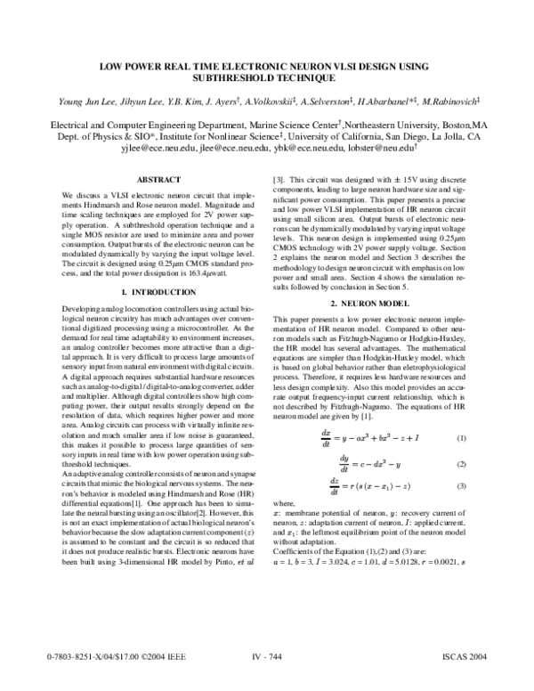 (PDF) Low power real time electronic neuron VLSI design using ...