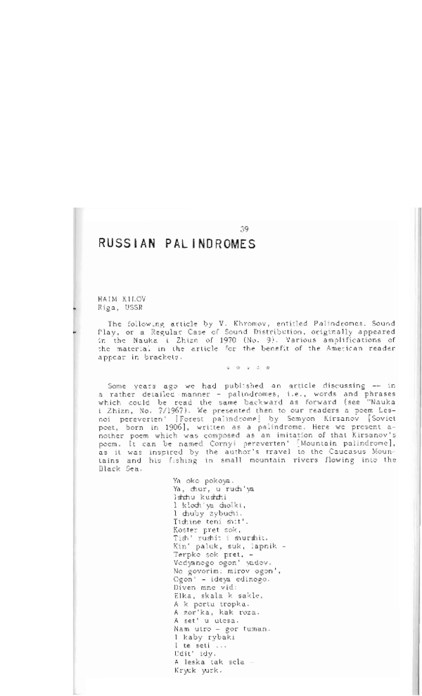 (PDF) Russian Palindromes