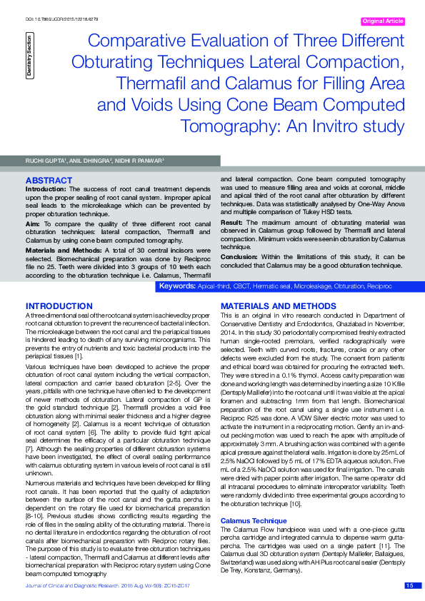 (PDF) Comparative Evaluation of Three Different Obturating Techniques ...