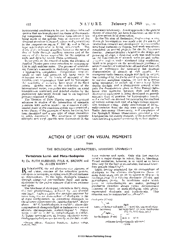 (PDF) Action of Light on Visual Pigments