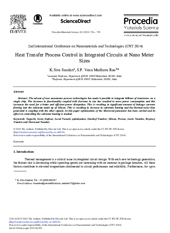 (PDF) Heat Transfer Process Control in Integrated Circuits at Nano ...