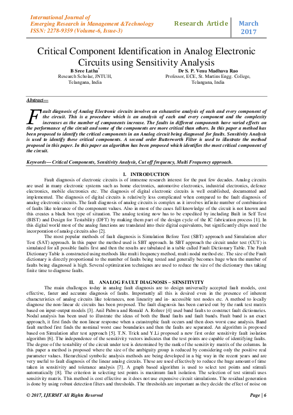 (PDF) Critical Component Identification in Analog Electronic Circuits ...