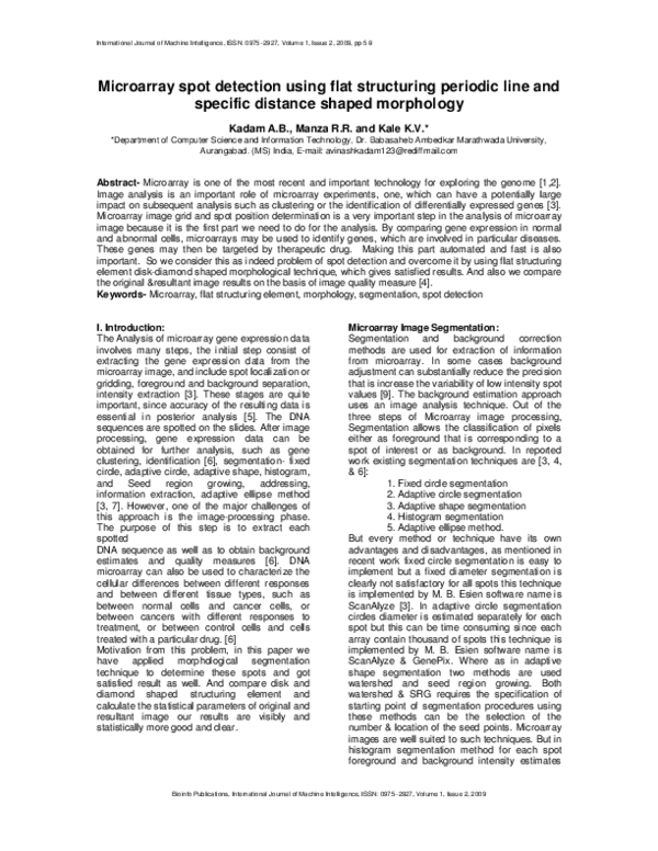 Pdf Microarray Spot Detection Using Flat Structuring Periodic Line