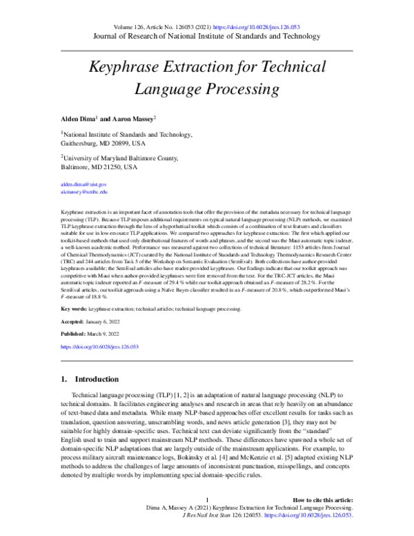 Pdf Keyphrase Extraction For Technical Language Processing