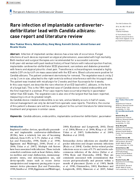 (PDF) Rare infection of implantable cardioverter-defibrillator lead ...
