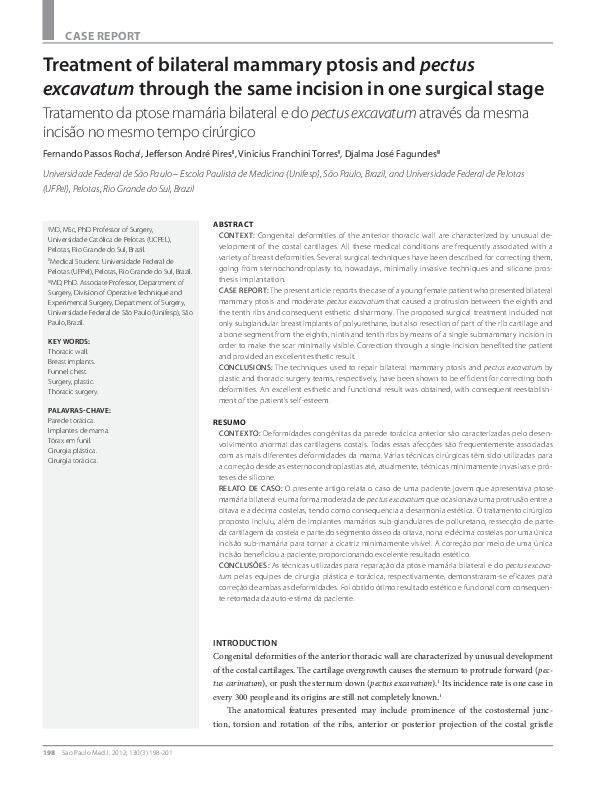 (PDF) Treatment of bilateral mammary ptosis and pectus excavatum ...
