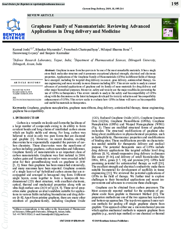 (PDF) Graphene Family of Nanomaterials: Reviewing Advanced Applications ...