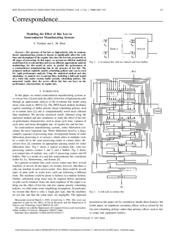 (PDF) Modeling the effect of hot lots in semiconductor manufacturing systems