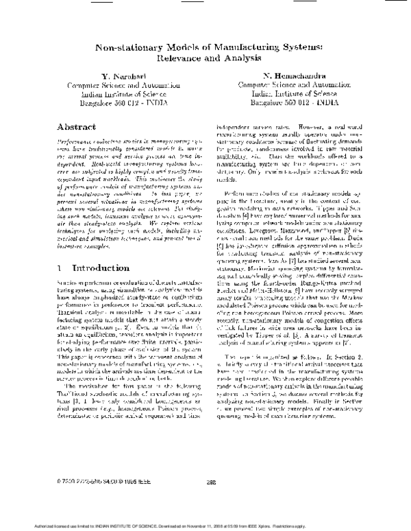(PDF) Non-stationary models of manufacturing systems: relevance and analysis