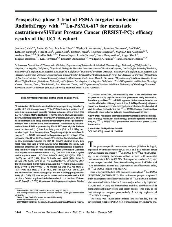 (PDF) Prospective phase 2 trial of PSMA-targeted molecular RadiothErapy ...