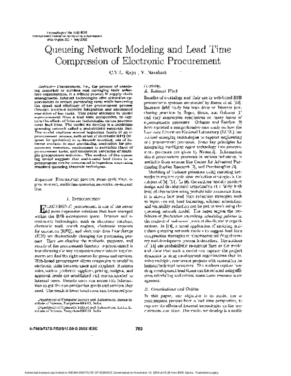 (PDF) Queueing network modeling and lead time compression of electronic procurement