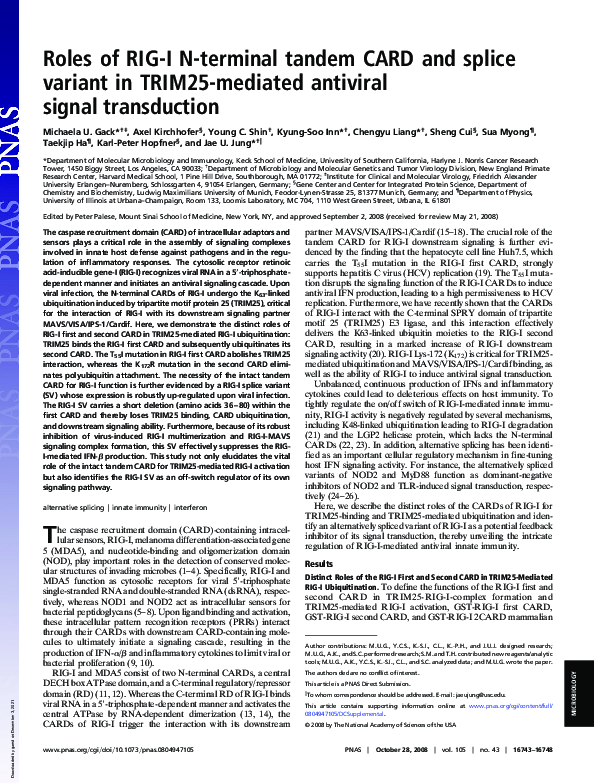 (PDF) Roles of RIG-I N-terminal tandem CARD and splice variant in ...