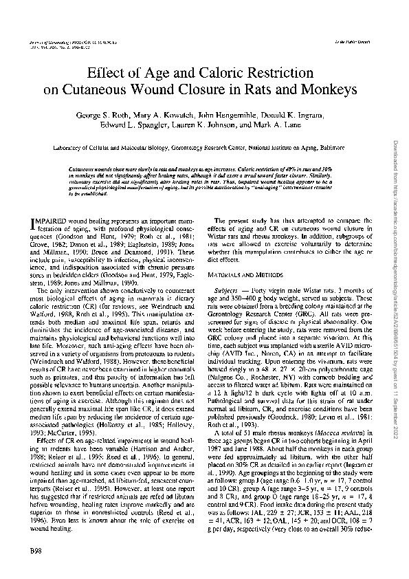 (PDF) Effect of Age and Caloric Restriction on Cutaneous Wound Closure ...