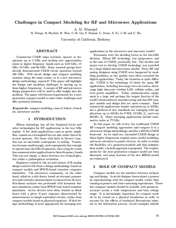 (PDF) Next generation CMOS compact models for RF and microwave ...