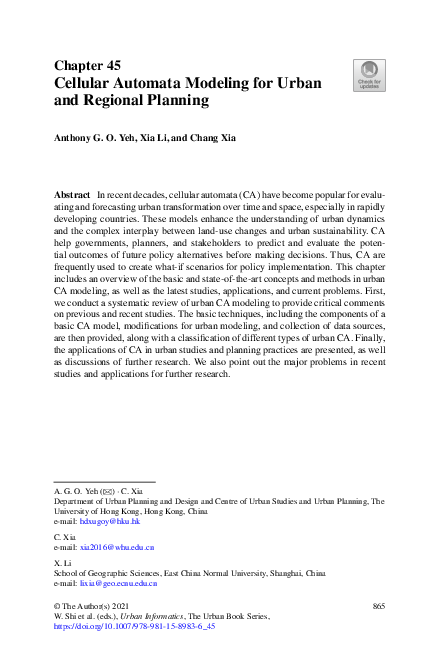 Pdf Cellular Automata Modeling For Urban And Regional Planning