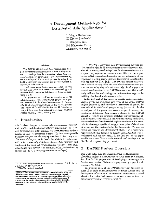 (PDF) A development methodology for distributed Ada application