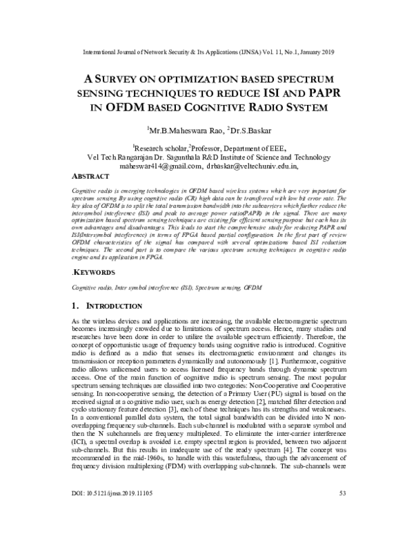 (PDF) A Survey on Optimization Based Spectrum Sensing Techniques to ...