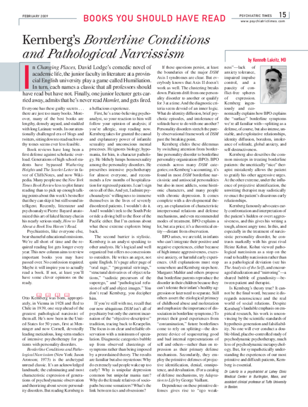 (PDF) Kernberg’s Borderline Conditions and Pathological Narcissism